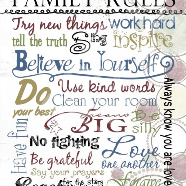 Family Rules Subway - Etsy