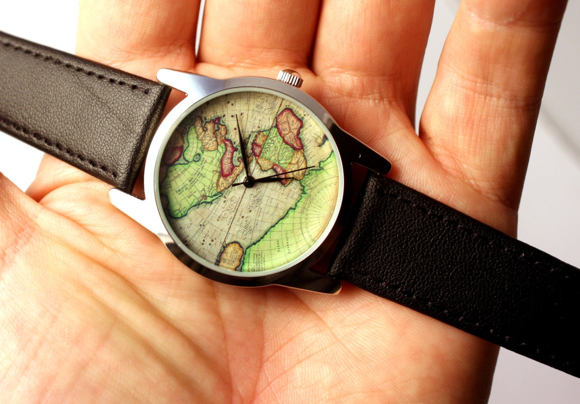 World Map Watch Antique Map of Americamontre Hommerelojes - Etsy