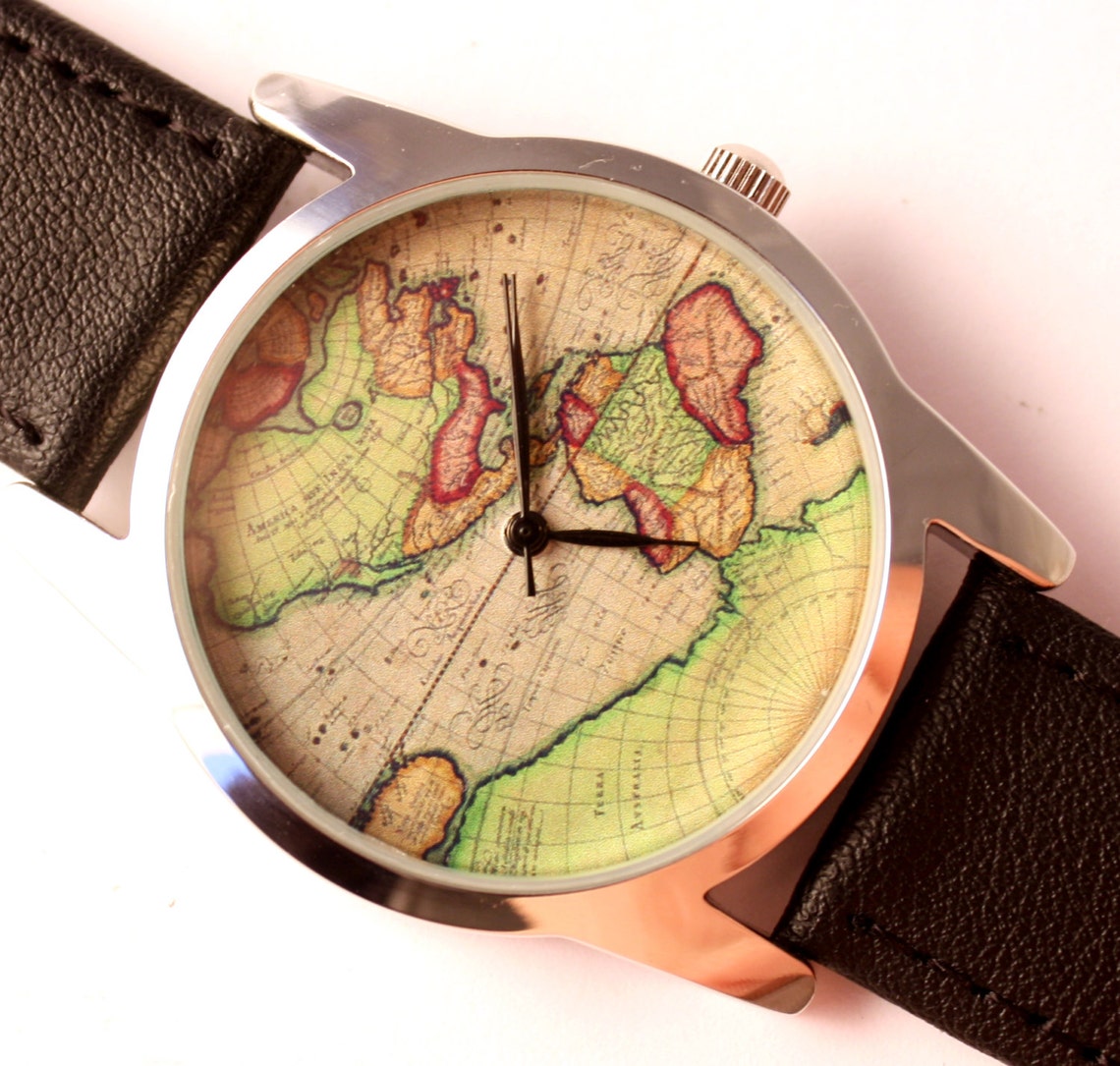 World Map Watch Antique Map of Americamontre Hommerelojes - Etsy