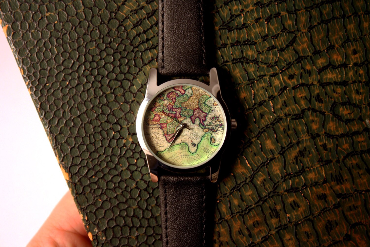 World Map Watch Antique Map Watchmontre Hommerelojes - Etsy
