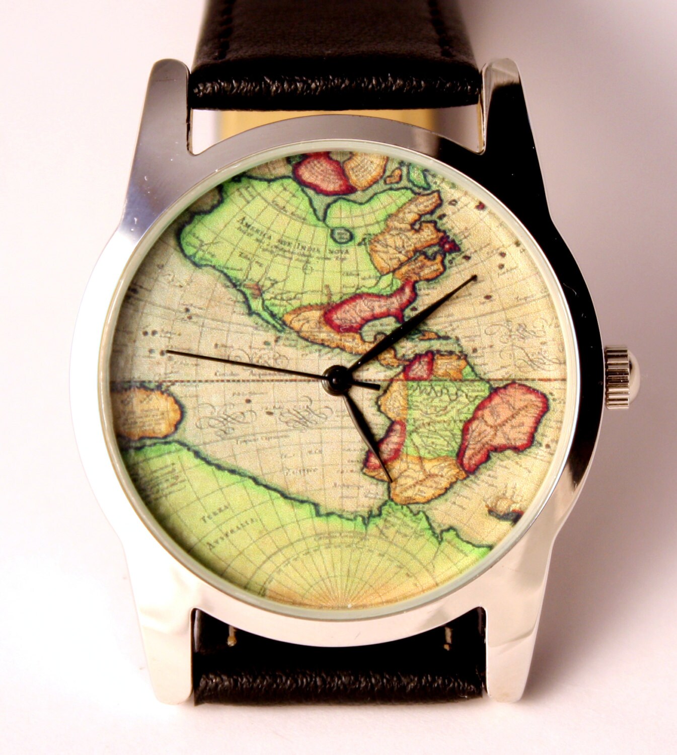 World Map Watch Antique Map of Americamontre Hommerelojes - Etsy