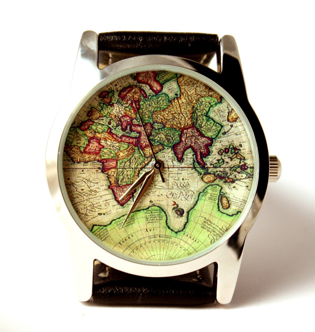 World Map Watch, Antique Map Watchmontre Hommerelojes Hombreuhr ...