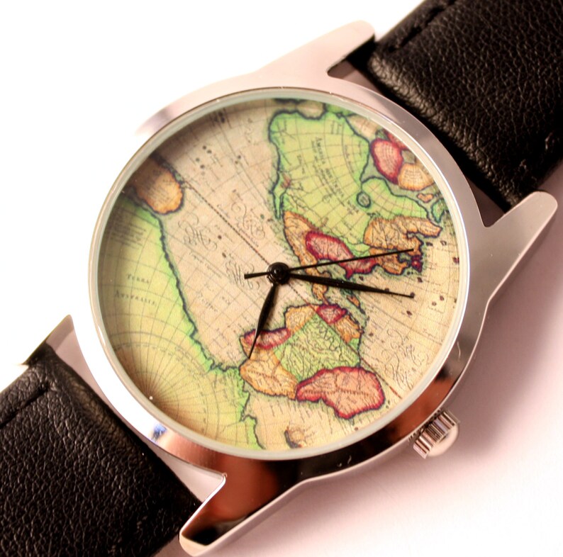 World Map Watch Antique Map of Americamontre Hommerelojes - Etsy