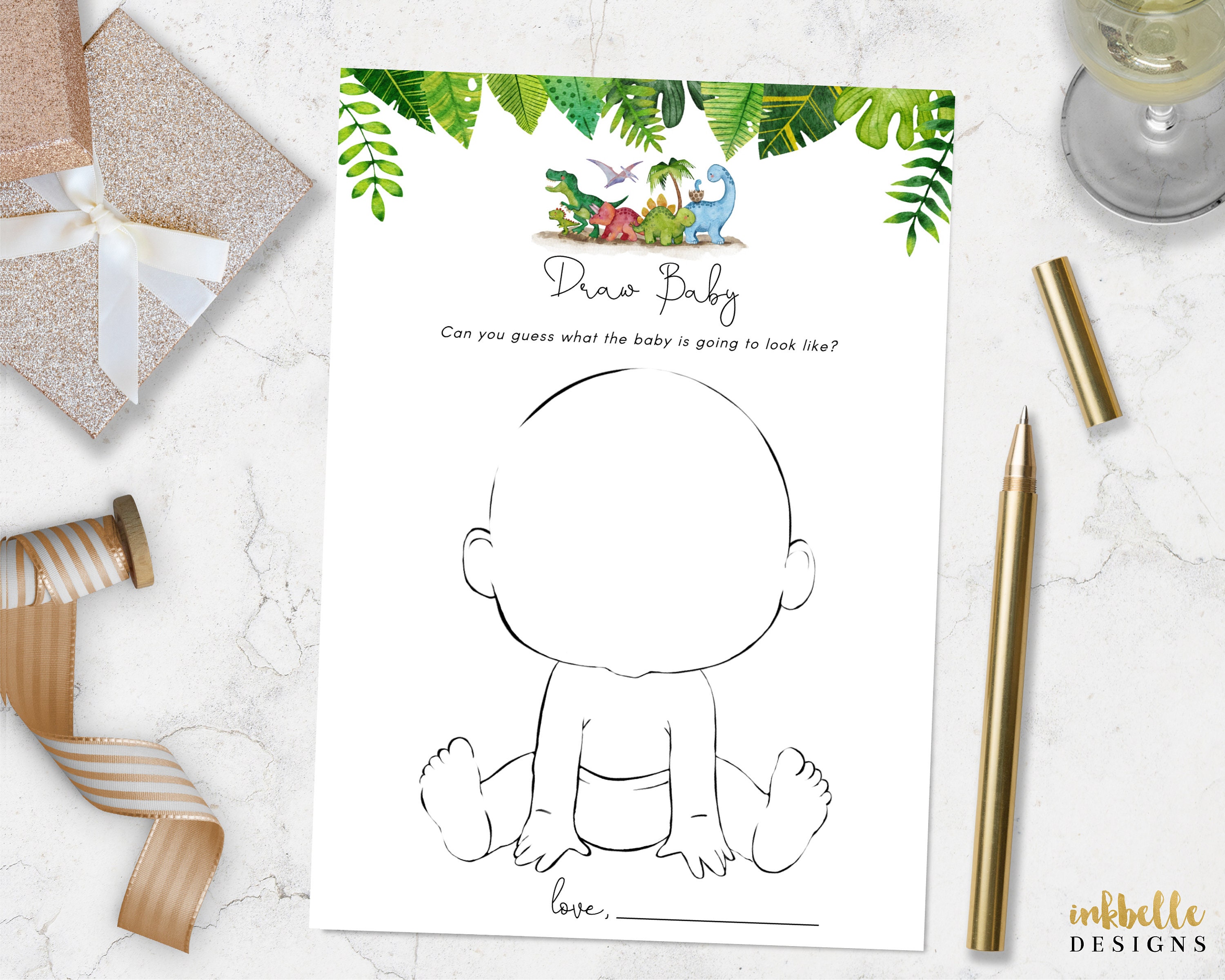 Draw Baby, Baby Shower Game Dinosaur Theme, Baby Shower Party Games ...