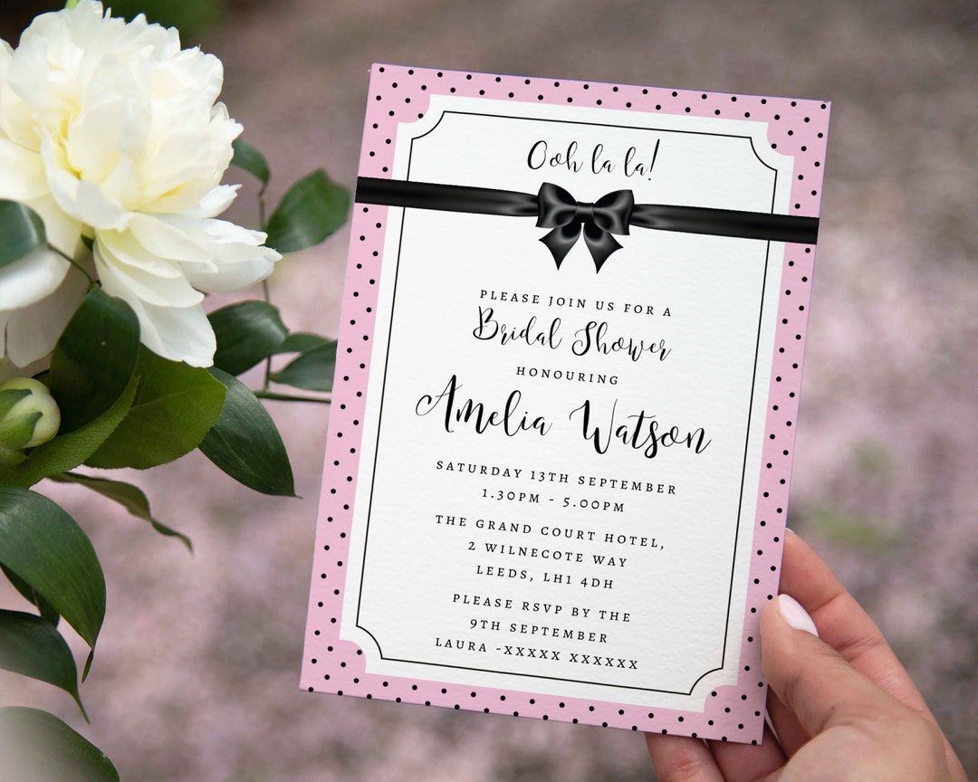 Pink Polka Dot Bridal Shower Invitation: Editable Template (digital ...