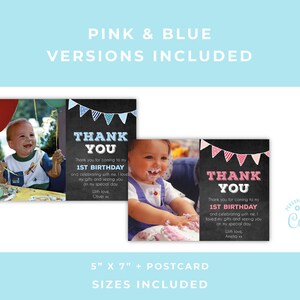 Birthday Thank You Card, Editable Template Instant Download 5 X 7 Kids ...