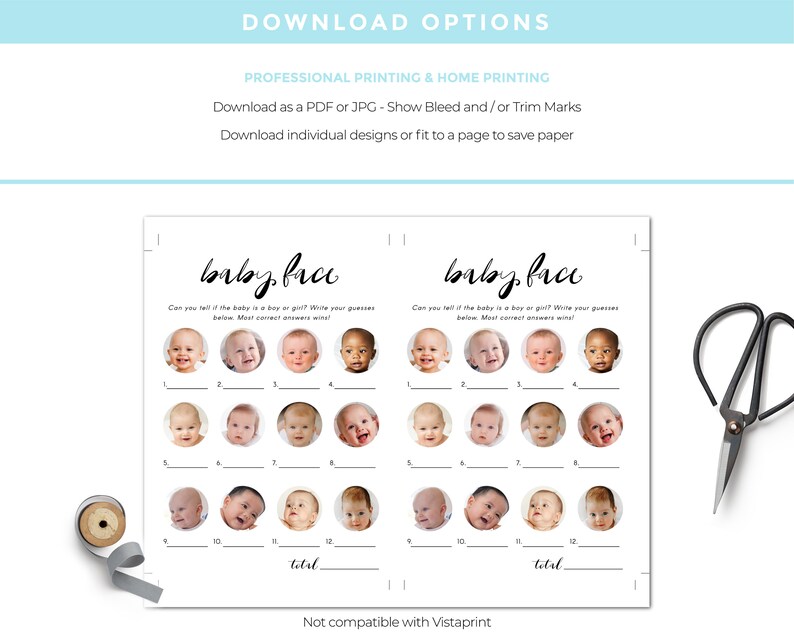 Baby Face Baby Shower Game: Minimalist Picture Guess (digital Download ...