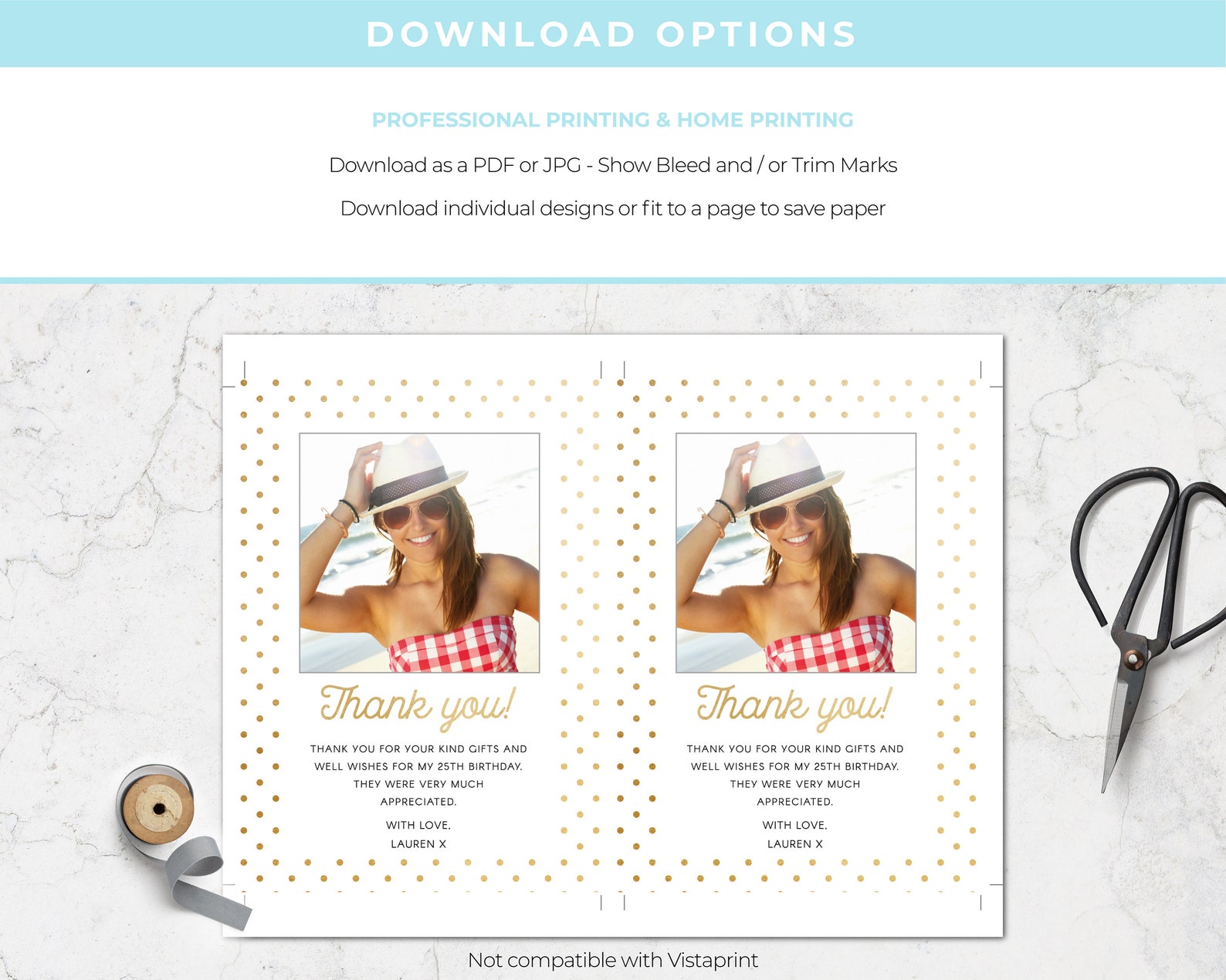 Birthday Thank You Card Editable Template Instant Download 5 - Etsy