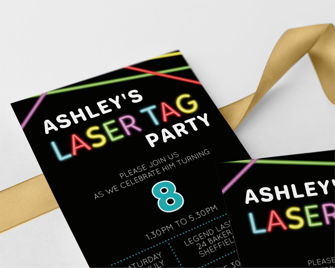 Laser Tag Birthday Party Invitation Kids Birthday Party - Etsy