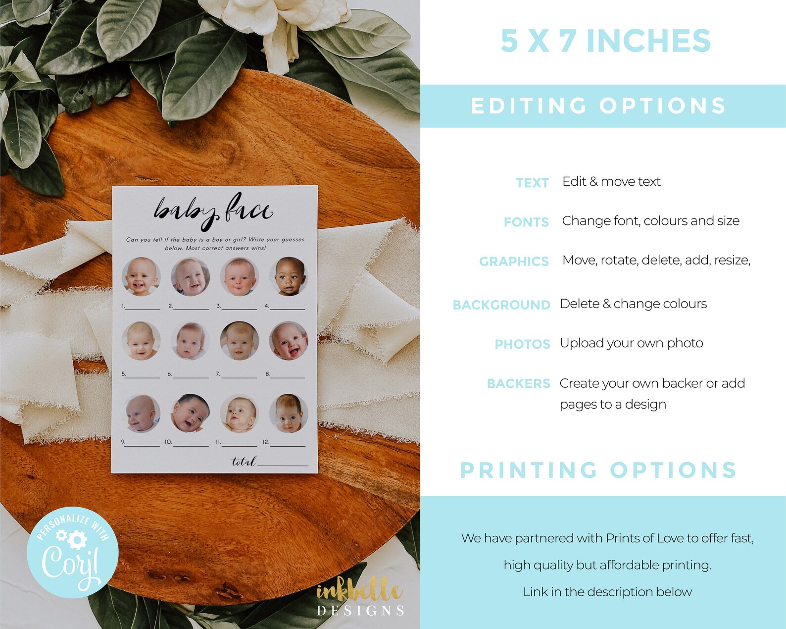 Baby Face Baby Shower Game: Minimalist Picture Guess (digital Download ...