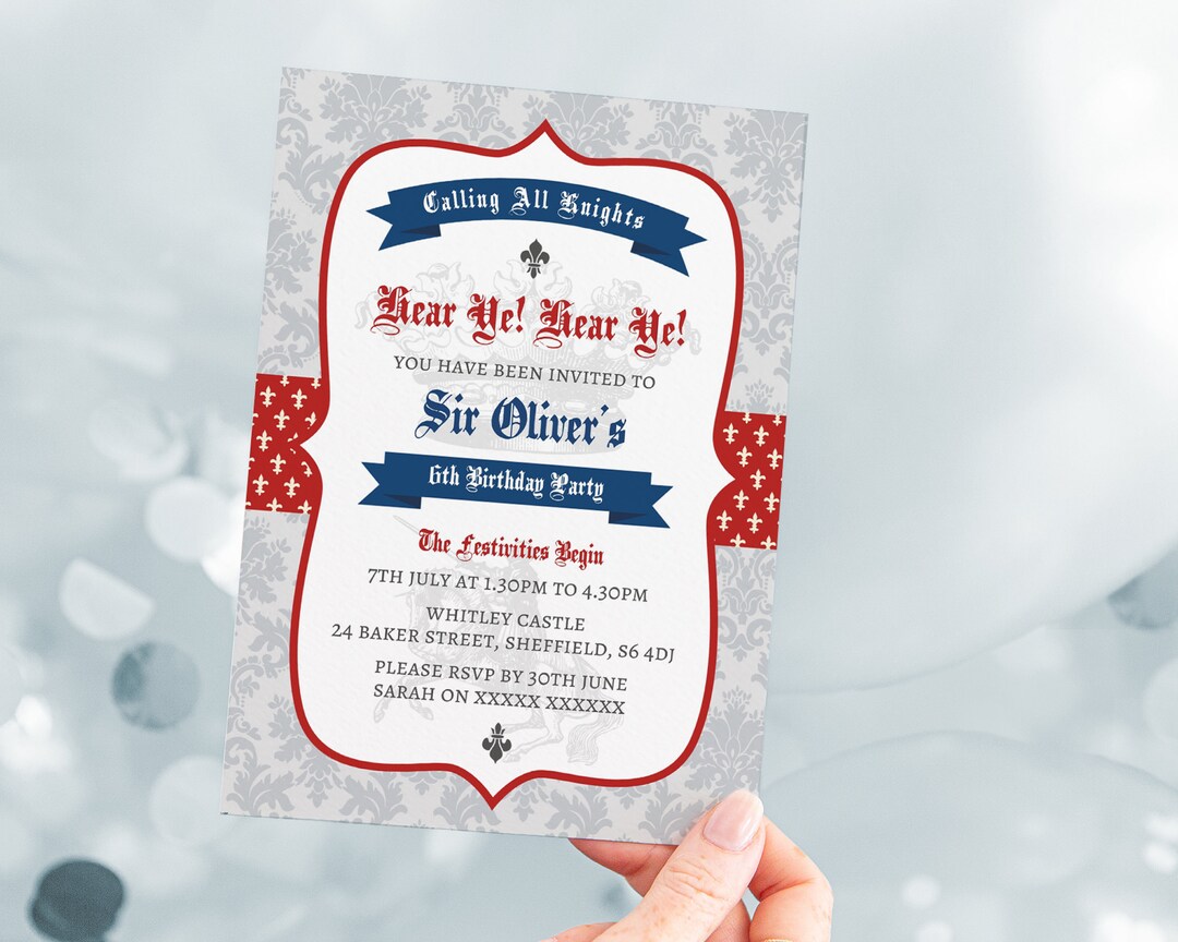 Knight Birthday Invitation, Editable Template Instant Download 5 X 7 ...