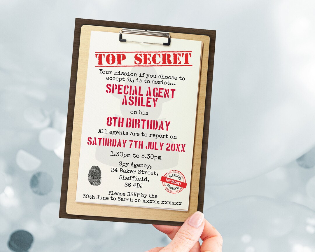 Spy Birthday Invitation, Editable Invitation Instant Download 5 X 7 ...