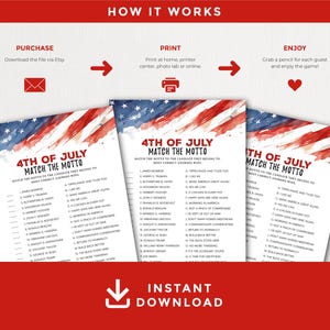 Match the Motto Game | 4th of July Printable Game | Fun Independence ...