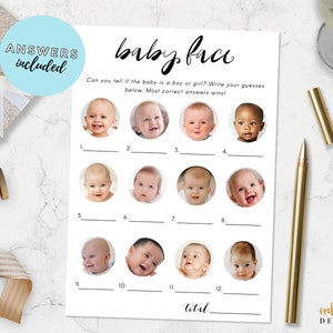 Baby Face Baby Shower Game: Minimalist Picture Guess (digital Download ...
