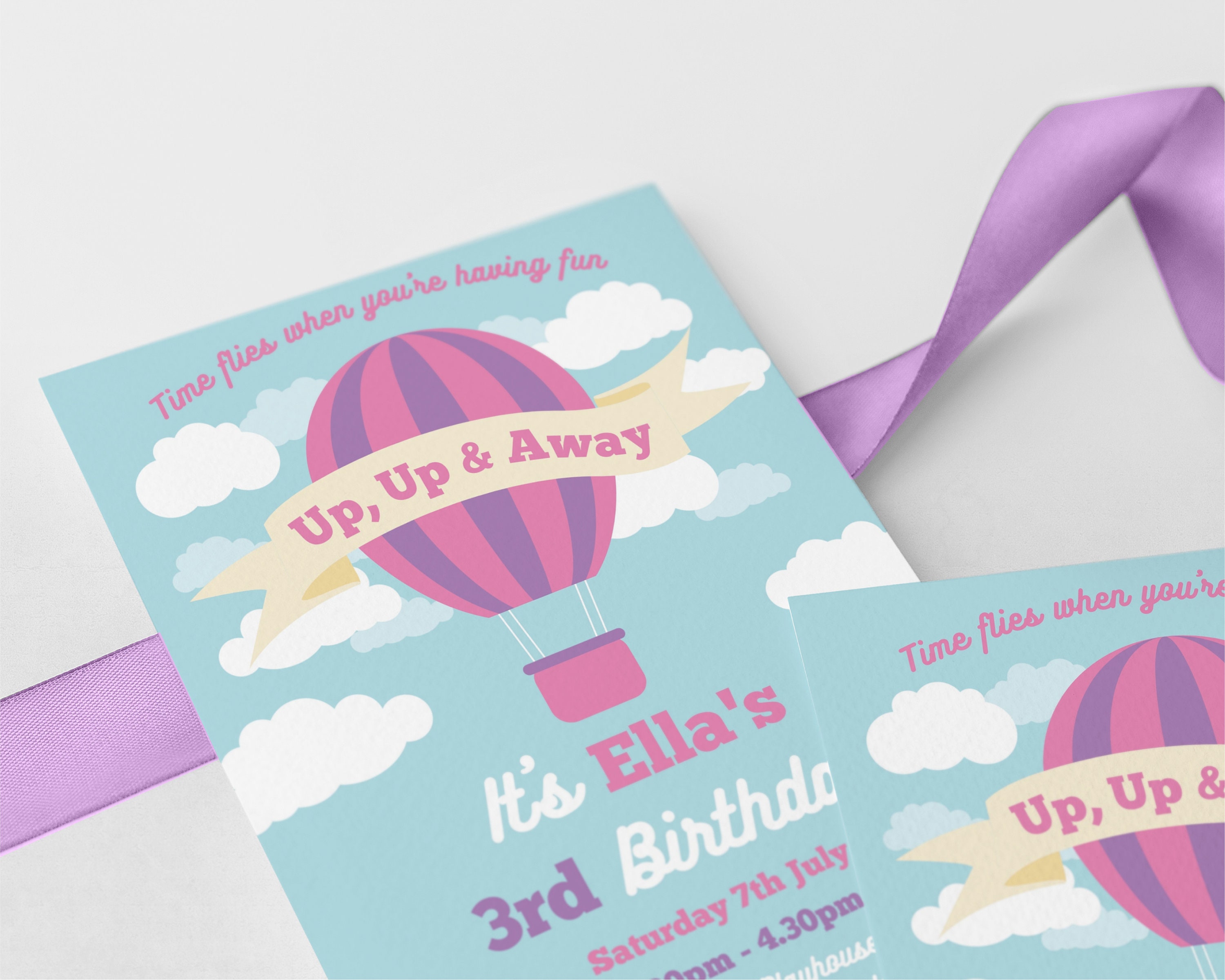 Hot Air Balloon Birthday Invitation Editable Download Instant - Etsy