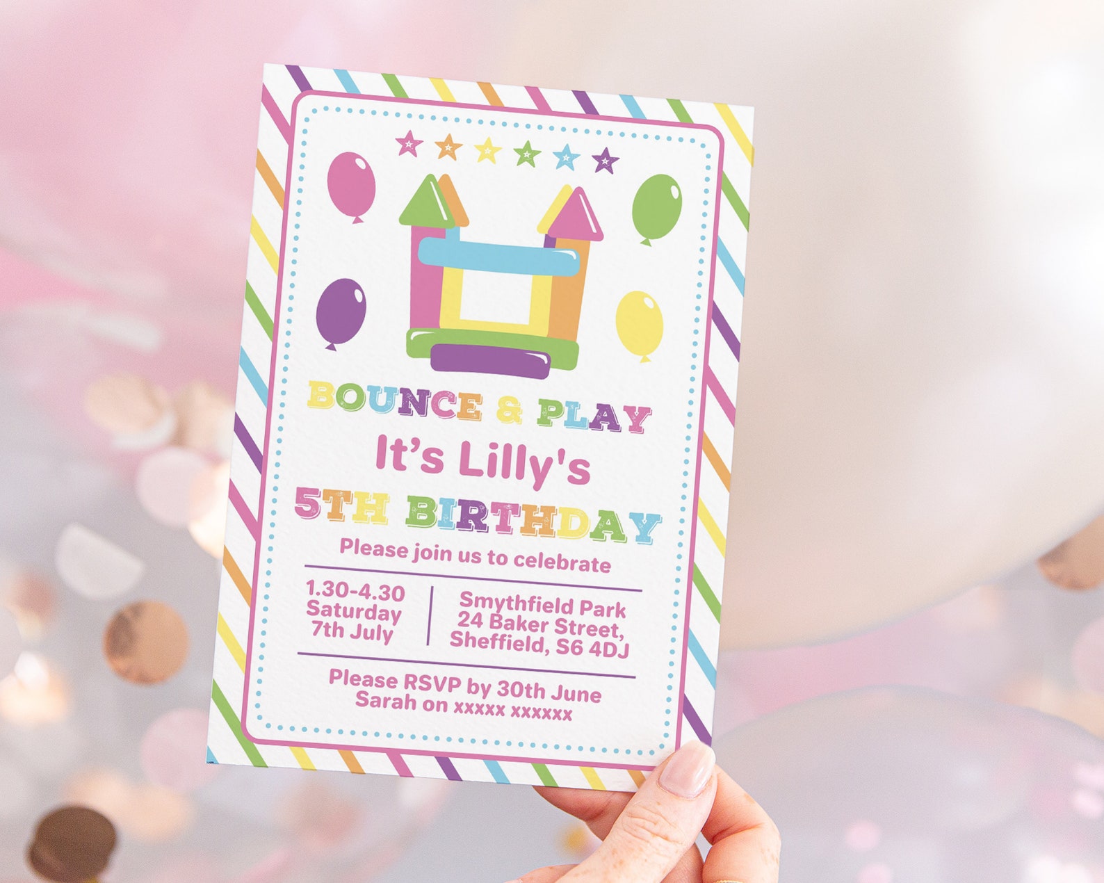 Bounce House Birthday Invitation, Instant Download 5 X 7 Editable ...