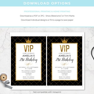 Gold Glitter VIP Birthday Party Invitation *ANY AGE* , Editable ...