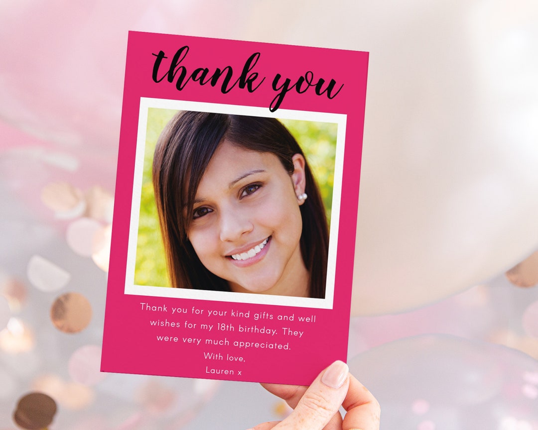 Editable Birthday Thank You Card Template: Photo Insert (5x7 Digital ...