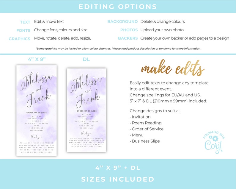 Order of Service Wedding Program Editable Template Instant Download ...