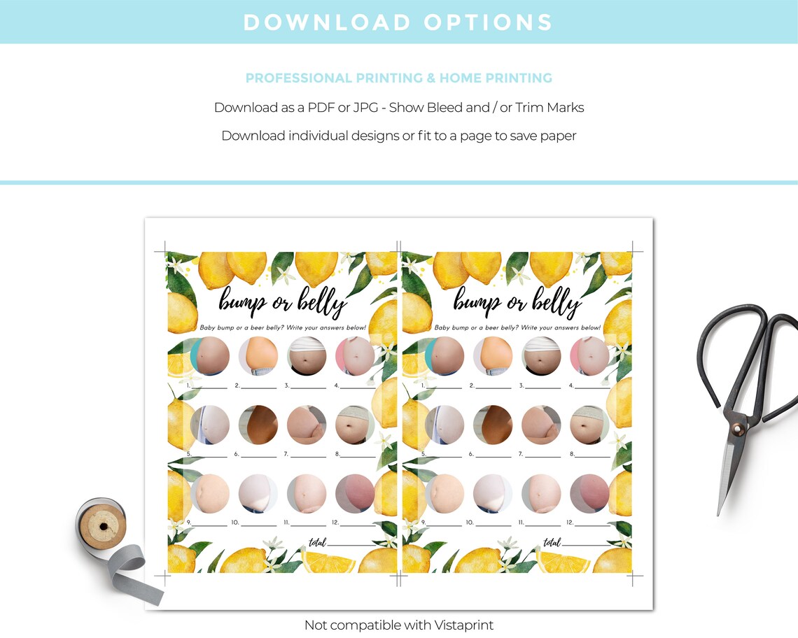 Bump or Beer Belly Quiz Baby Shower Game Lemon Theme Baby - Etsy