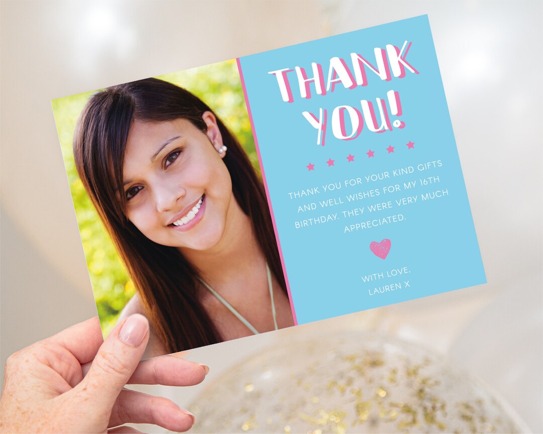 Birthday Thank You Card, Editable Template Instant Download 5 X 7 Thank ...