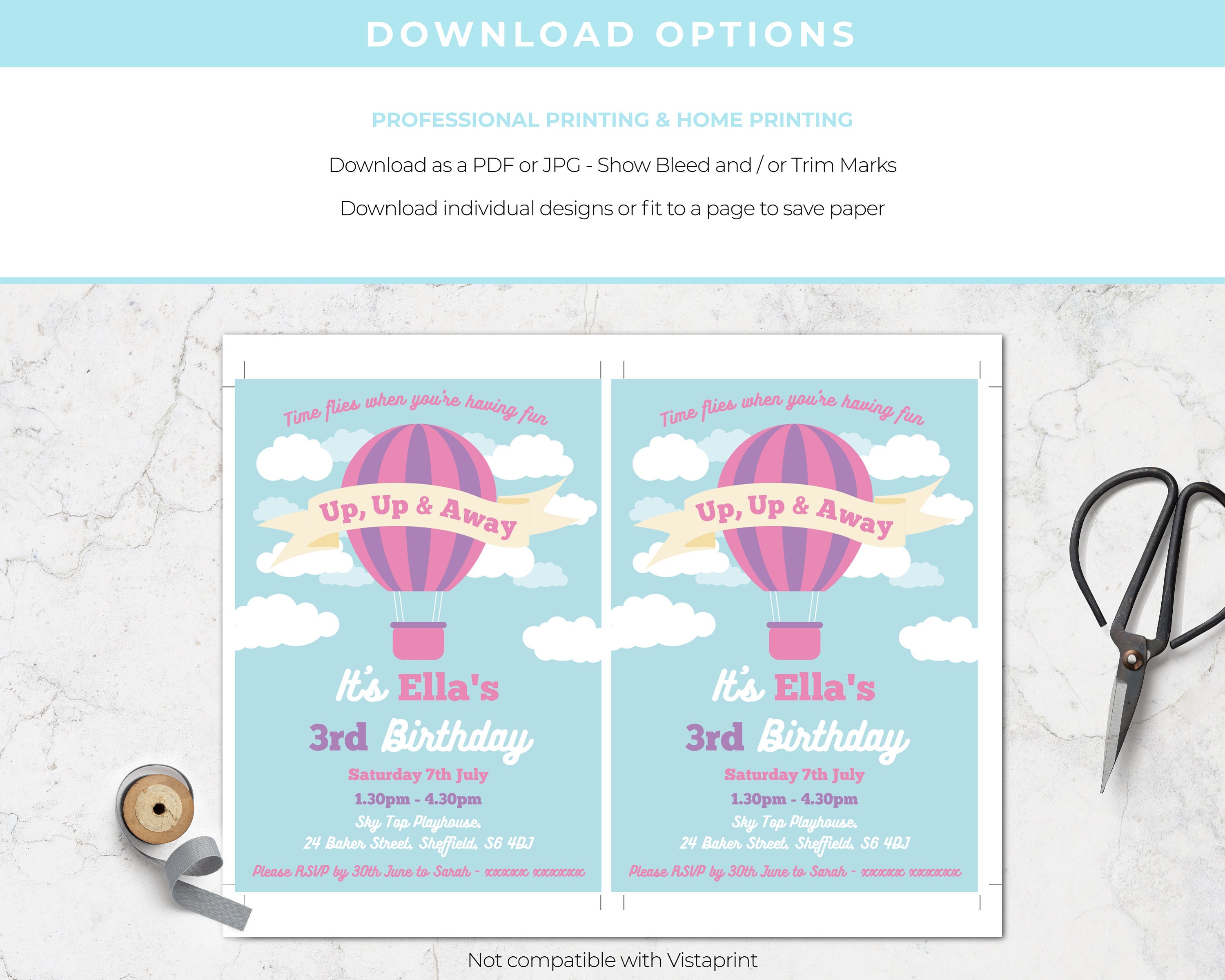 Hot Air Balloon Birthday Invitation Editable Download Instant - Etsy