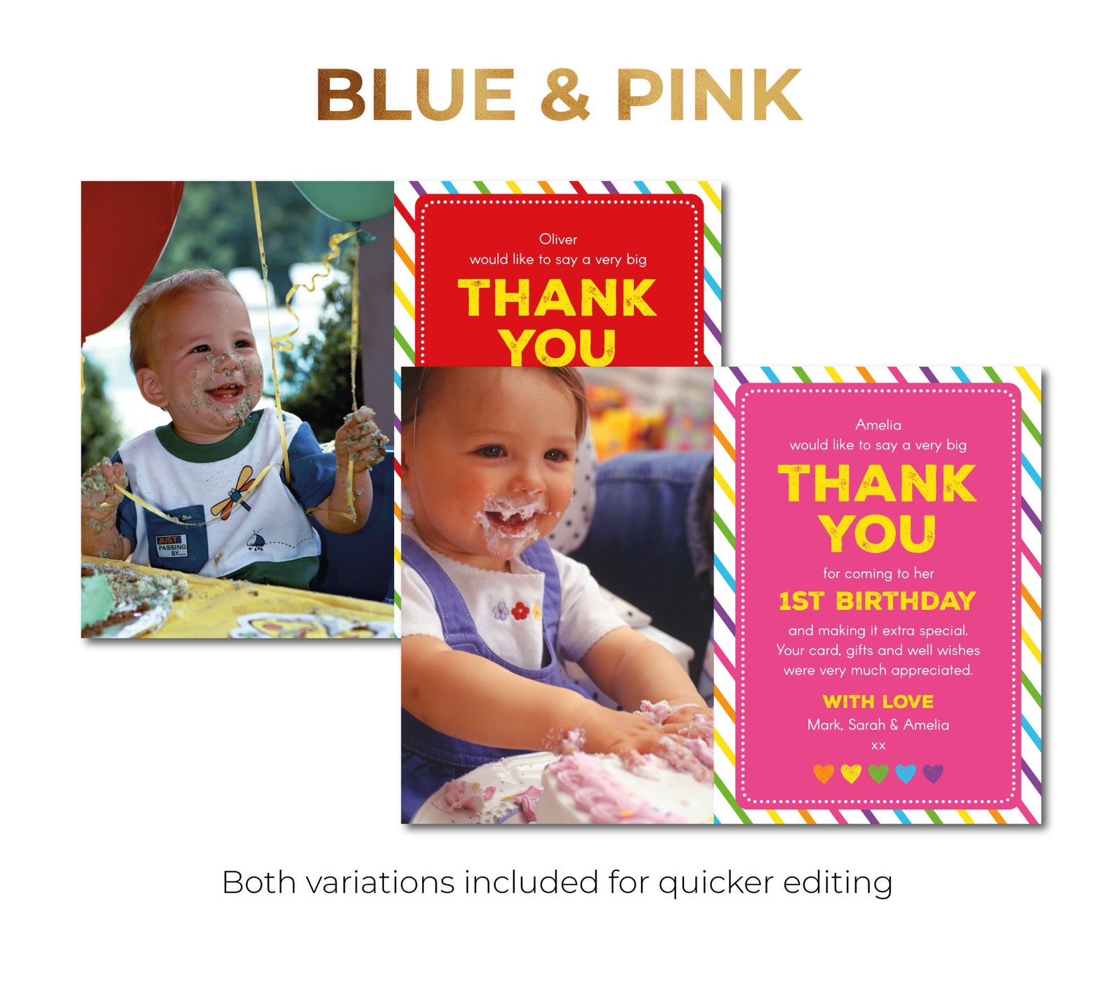 Birthday Thank You card Editable Template Instant Download 5 | Etsy