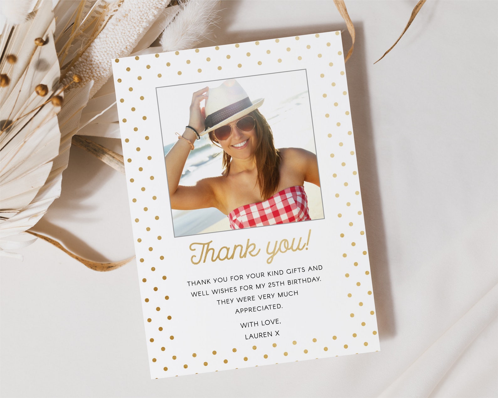 Birthday Thank You Card, Editable Template Instant Download 5 X 7 Thank ...