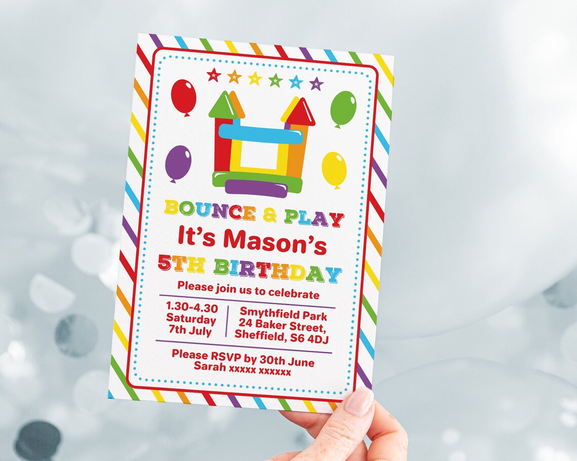 Bounce House Birthday Invitation, Instant Download 5 X 7 Editable ...
