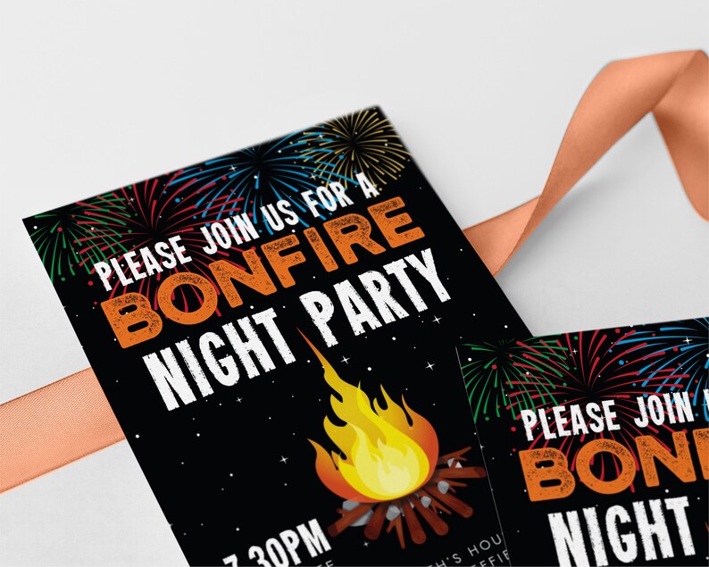 Bonfire Night Party Invitation, Editable Invitation Instant Download 5 ...