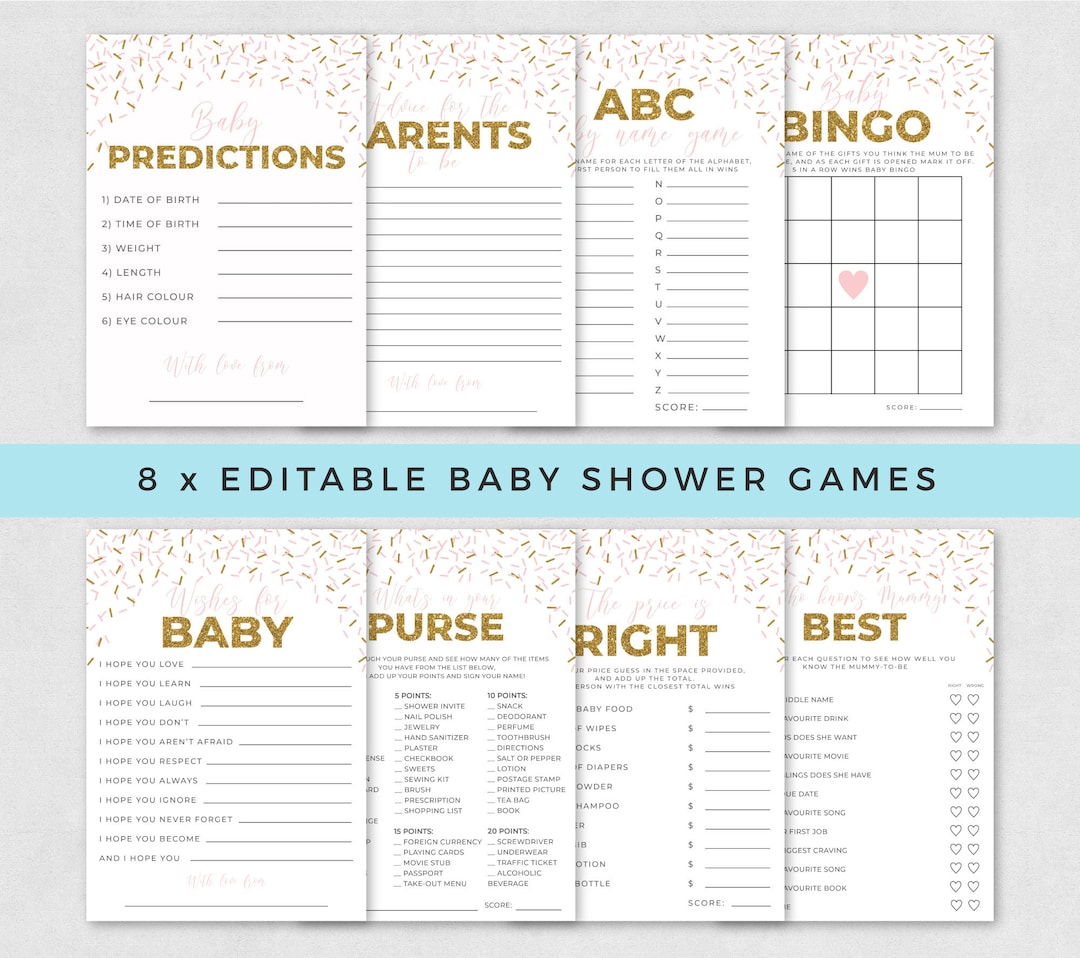 Baby Shower Games Bundle, Baby Shower Printable Games Party Pack, Baby ...