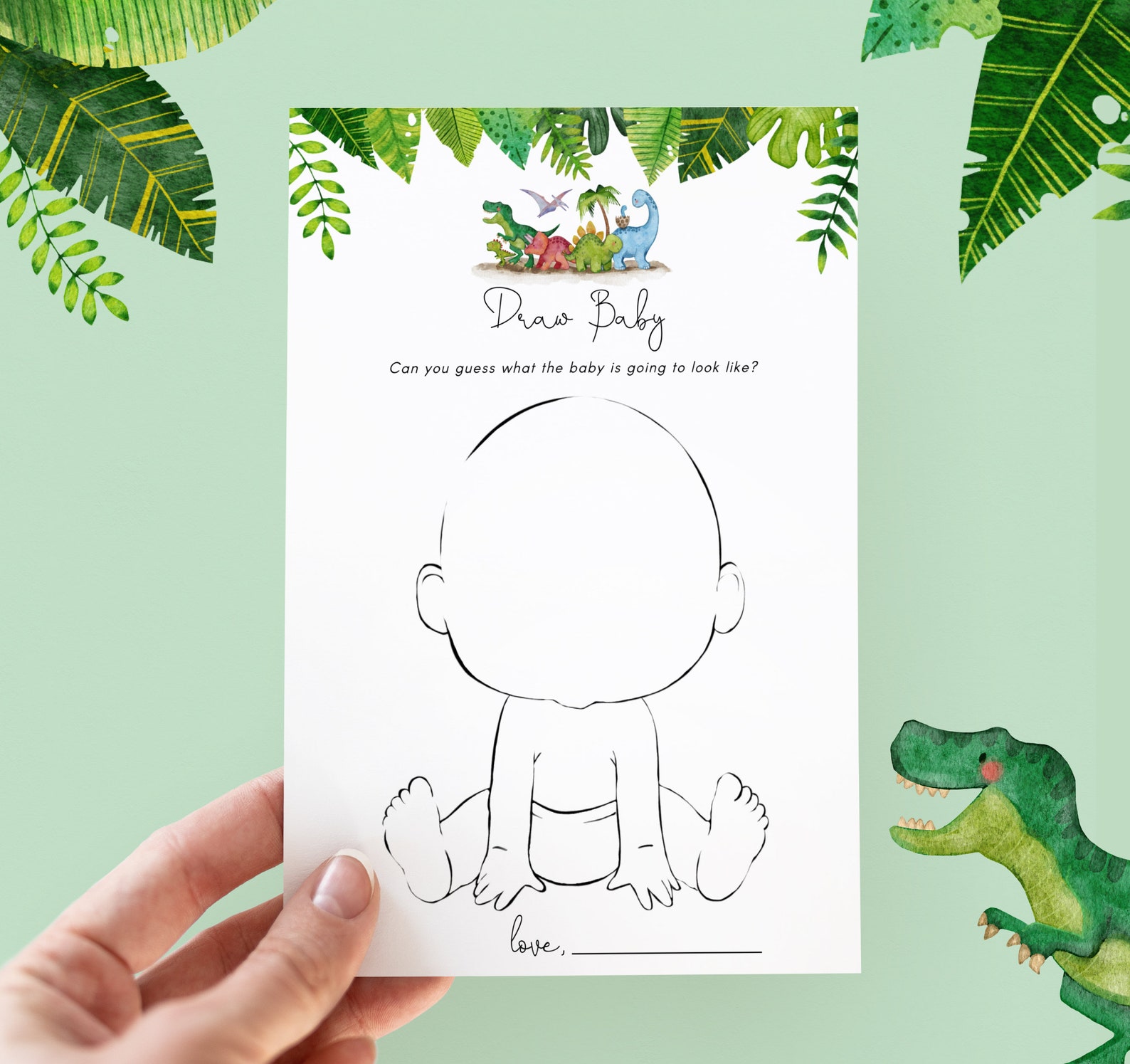 Draw Baby, Baby Shower Game Dinosaur Theme, Baby Shower Party Games ...