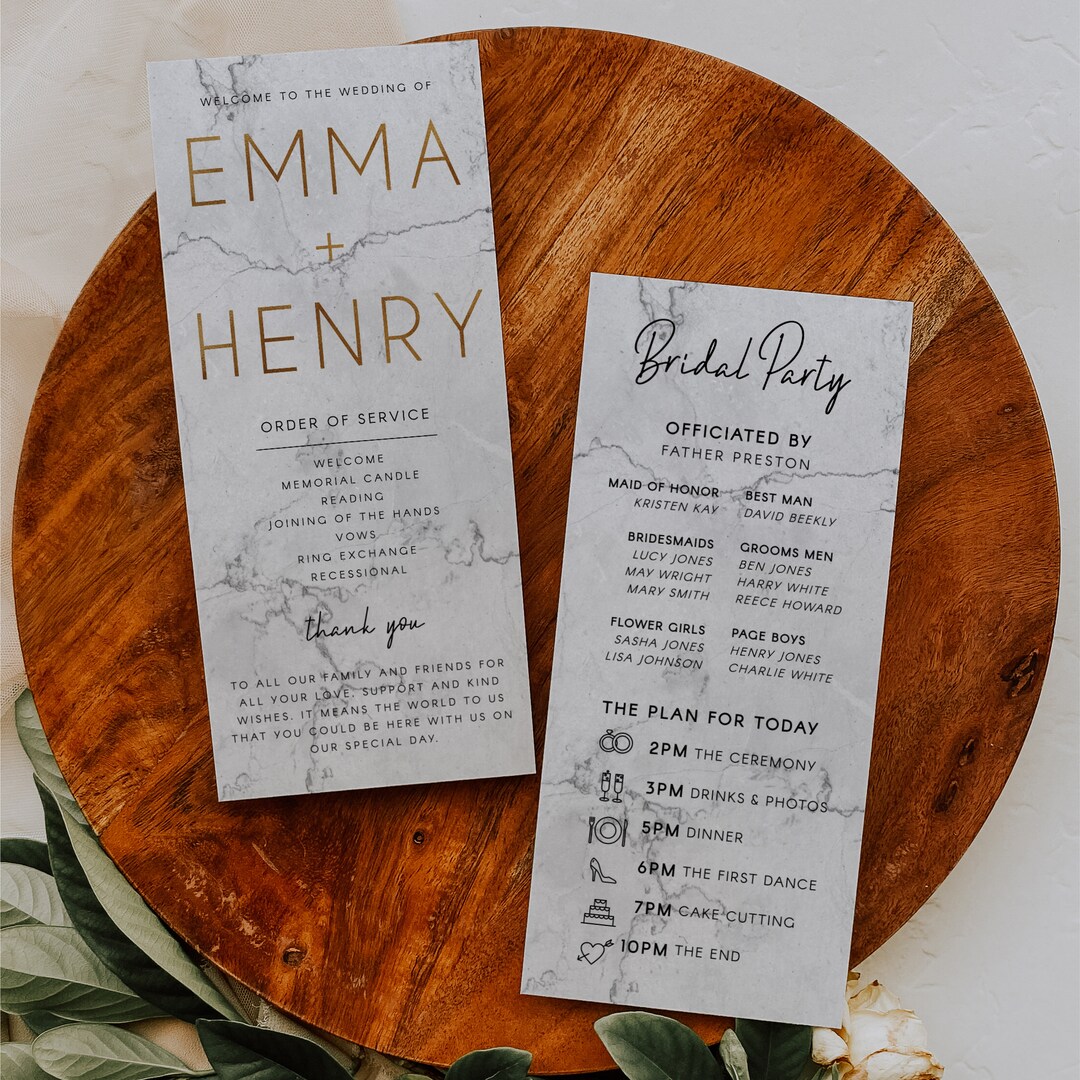 Order of Service Wedding Program Editable Template Instant Download ...