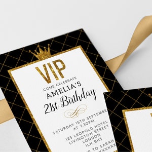 Gold Glitter VIP Birthday Party Invitation *ANY AGE* , Editable ...