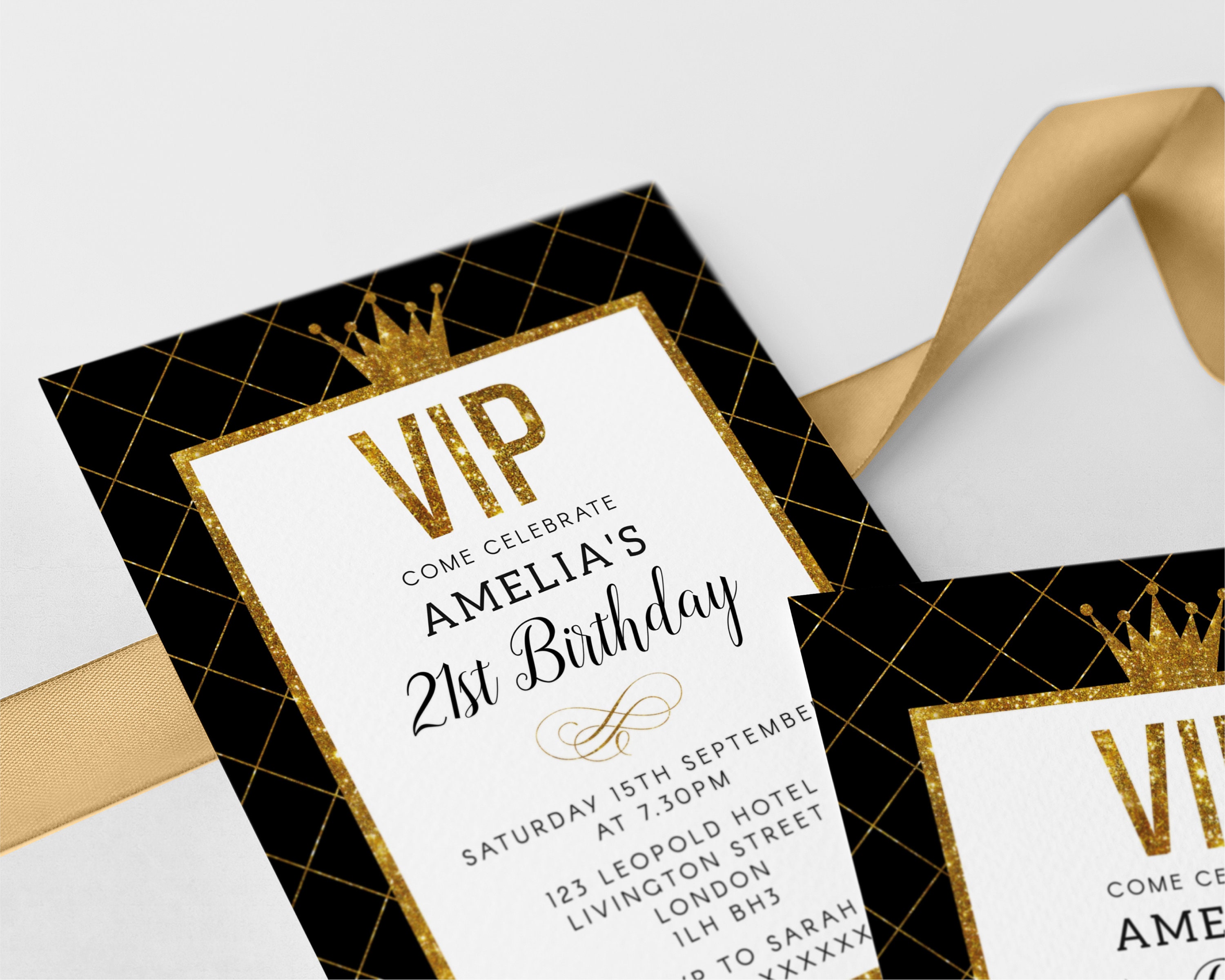 Gold Glitter VIP Birthday Party Invitation *ANY AGE* , Editable ...