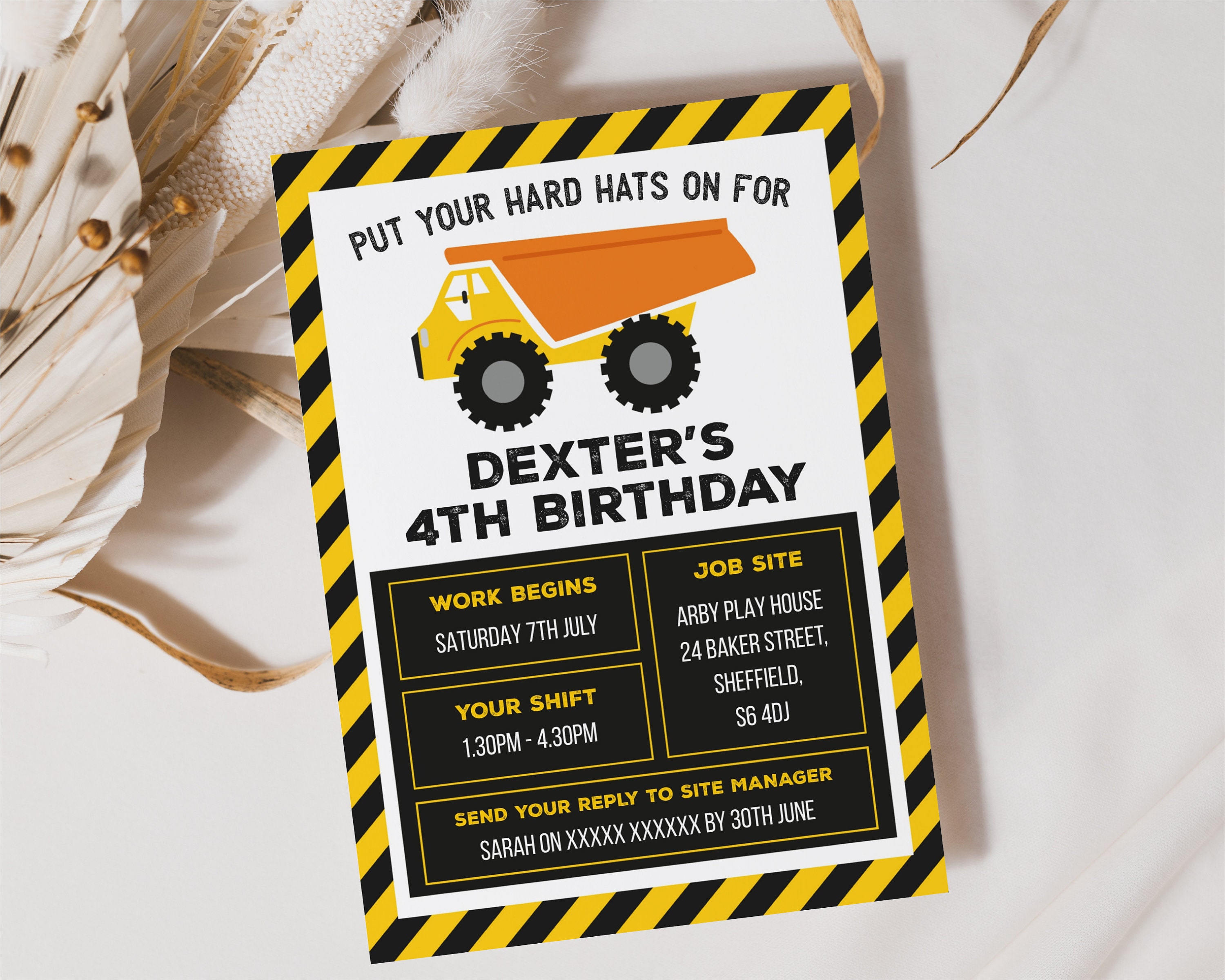 Construction Birthday Invitation Editable Invitation Instant - Etsy