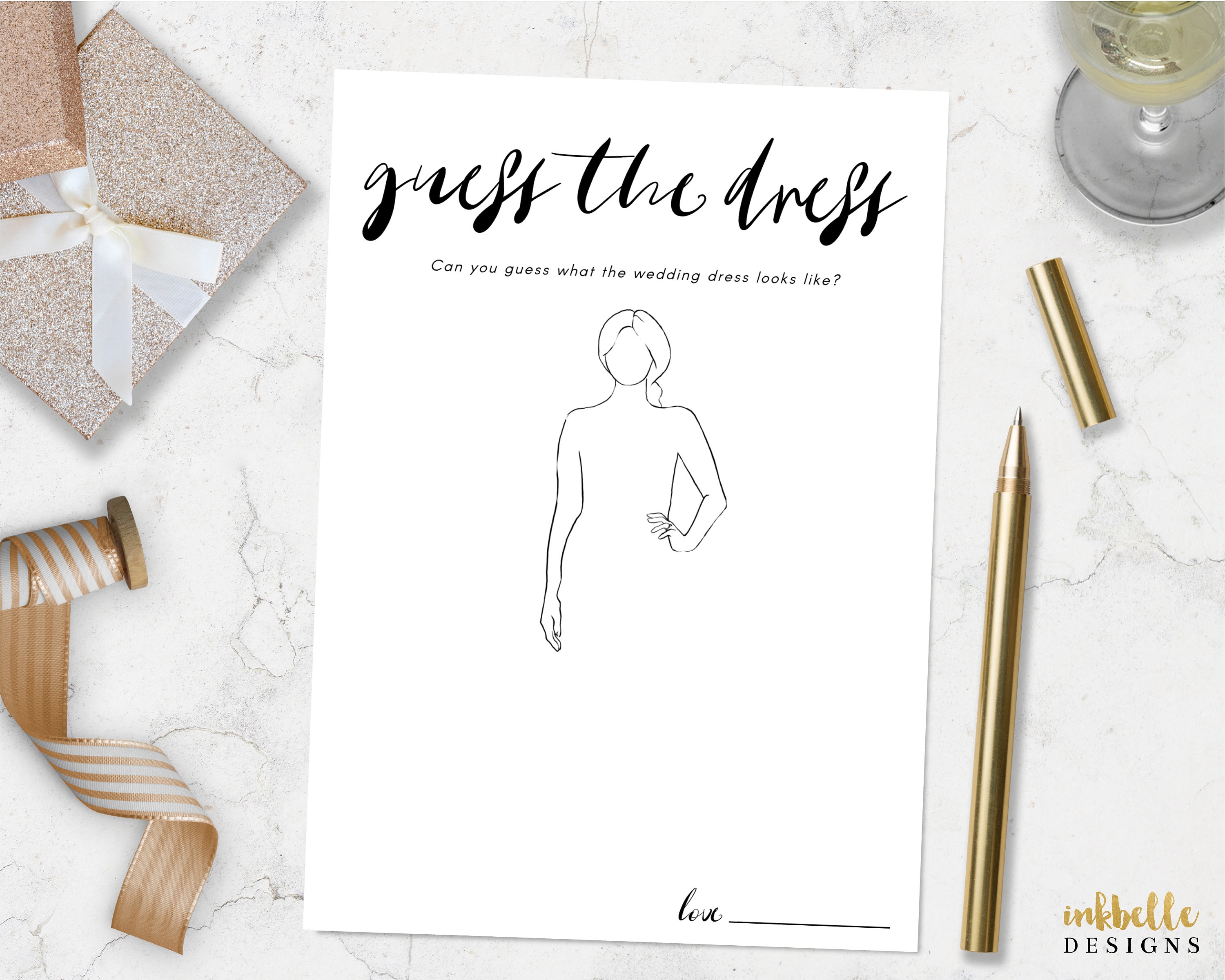 Guess the Dress Bridal Shower Game: Minimalist Party Activity ...