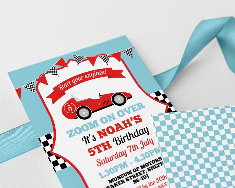 Race Car Birthday Invitation, Editable Invitation Instant Download 5 X ...