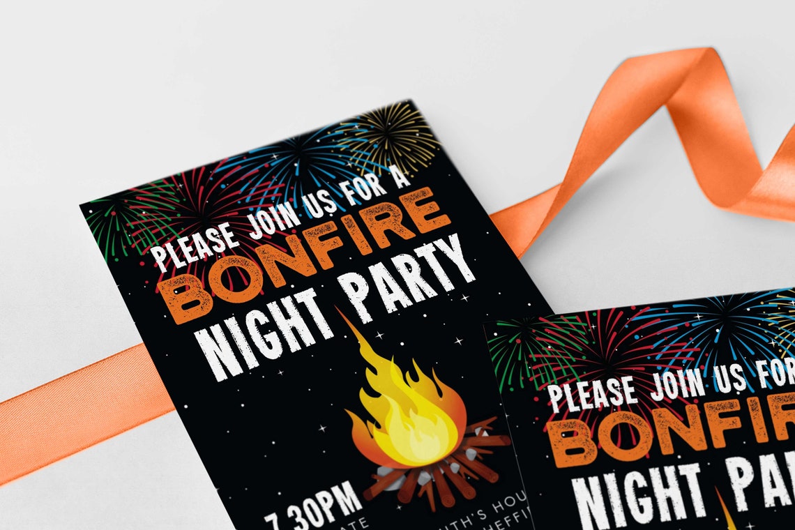 Bonfire Night Party Invitation Editable Invitation Instant | Etsy