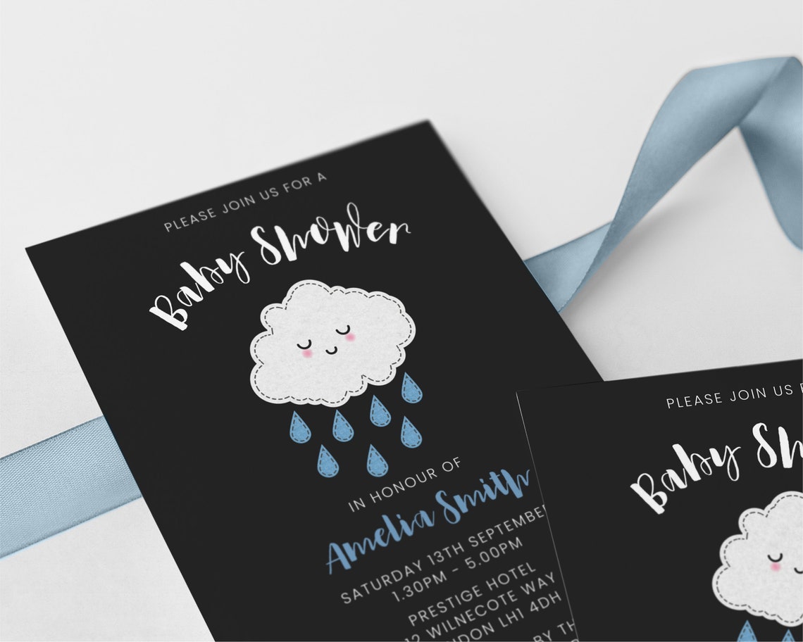 Rain Cloud Baby Shower Invitation Editable Template Instant - Etsy
