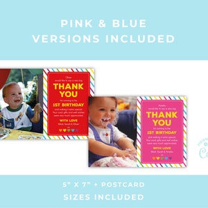 Birthday Thank You Card, Editable Template Instant Download 5 X 7 ...