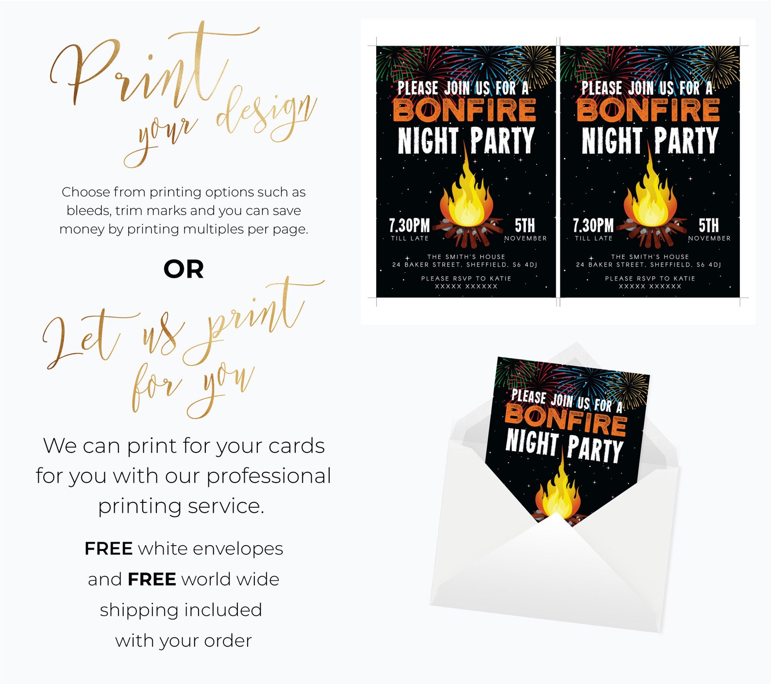 Bonfire Night Party Invitation Editable Invitation Instant | Etsy