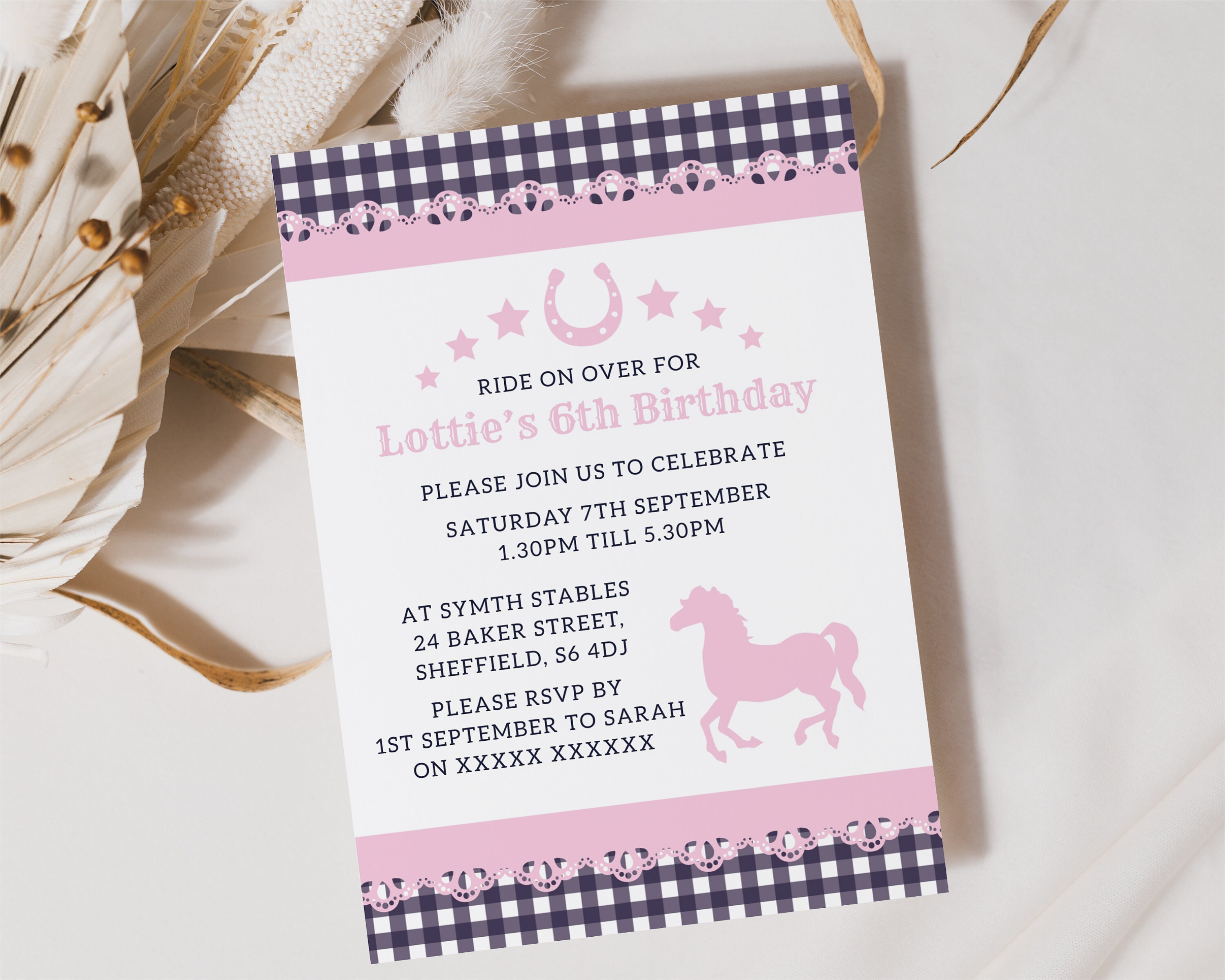 Pony Birthday Invitation: Editable Horseback Riding Party Invite ...