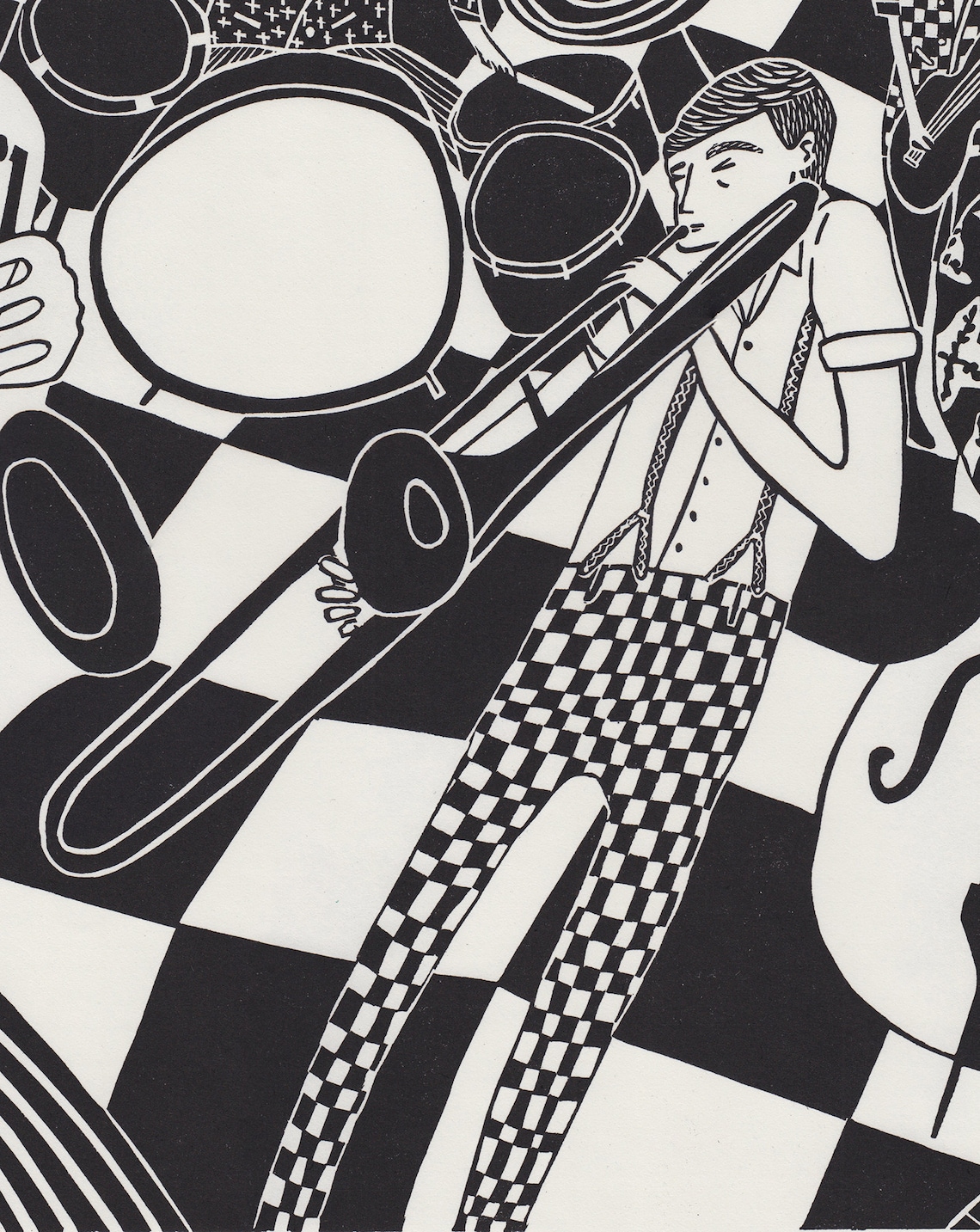 Linocut Print Limited Edition Linoprint Jazz Band Music - Etsy UK