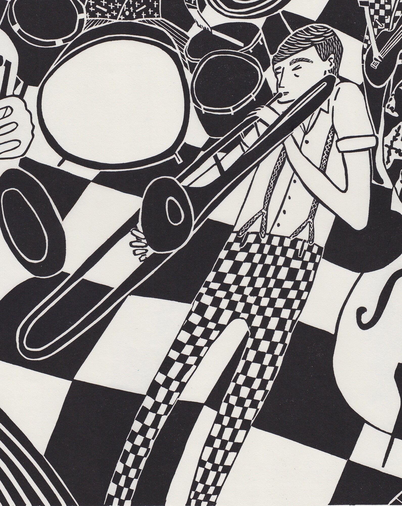 Linocut Print | Limited Edition Linoprint | Jazz Band | Music Print ...