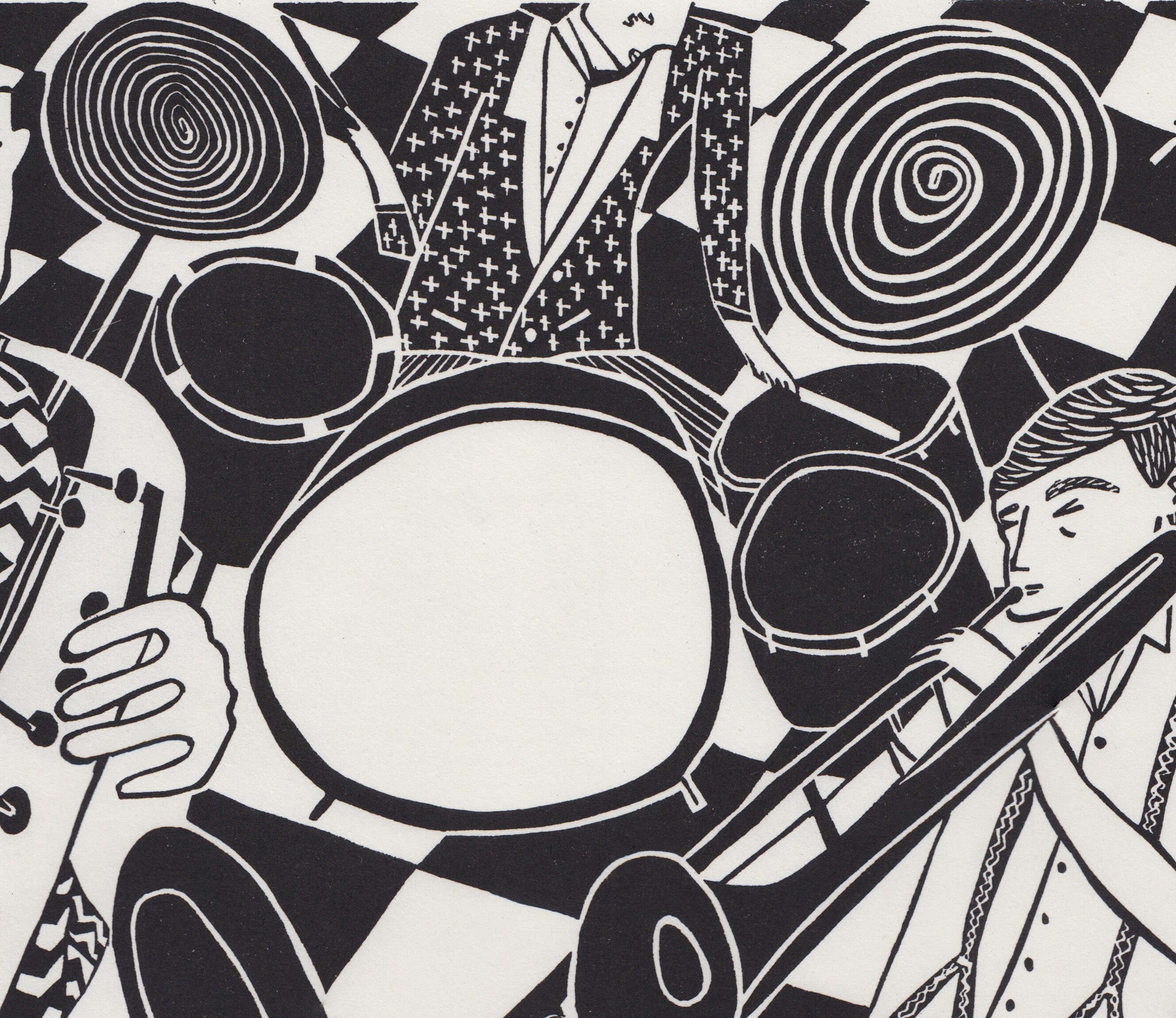 Linocut Print | Limited Edition Linoprint | Jazz Band | Music Print ...