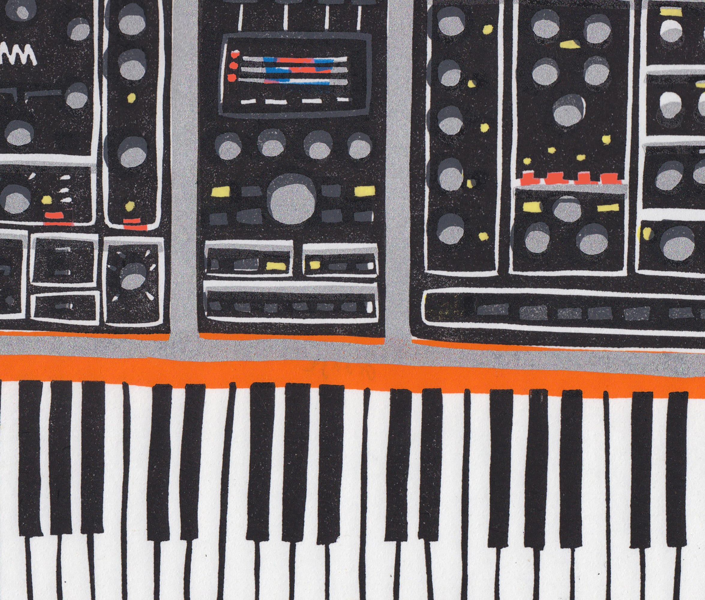Linocut Print | Limited Edition Linoprint | Synthesizer | Synth ...