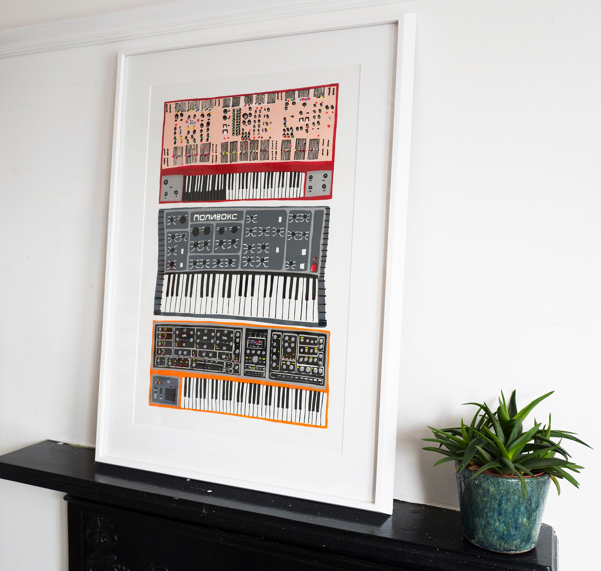 Linocut Print | Limited Edition Linoprint | Synthesizer | Synth ...