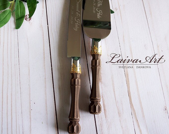 Cake Cutting Set, Fall Wedding Cake Cutting and Serving Set. Rustic or ...