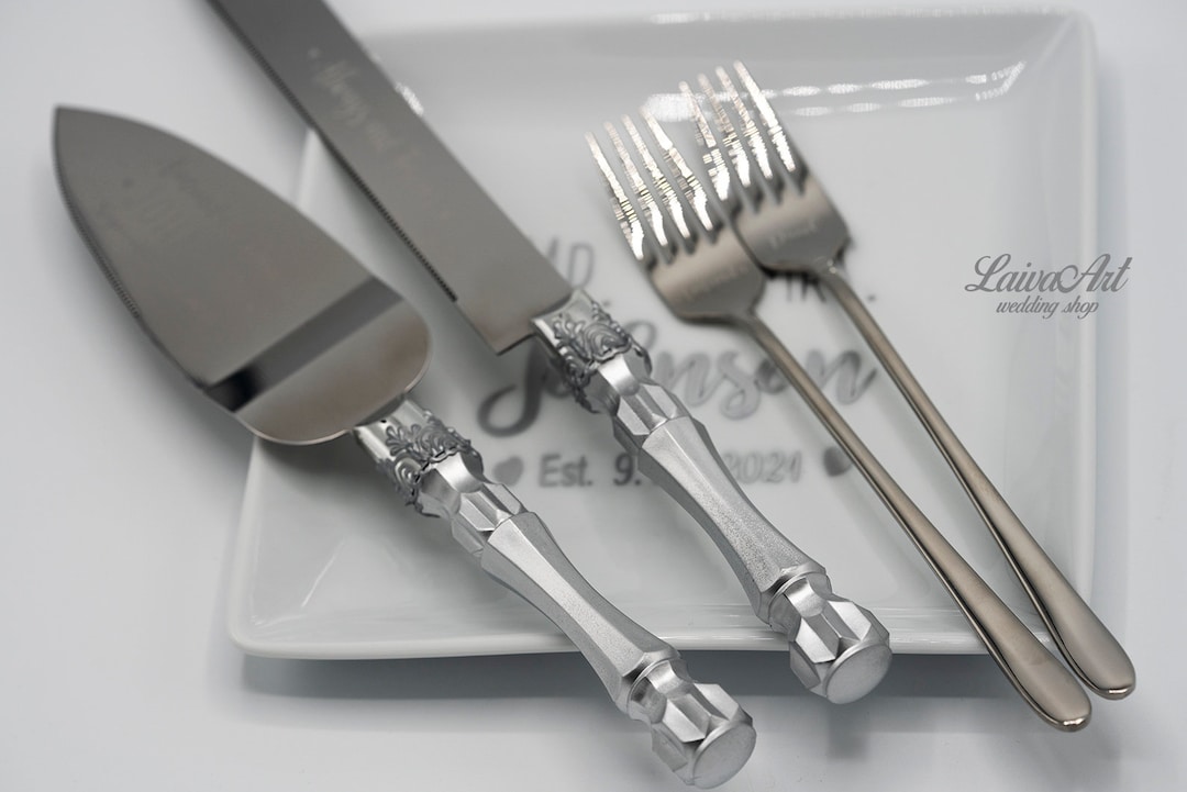 Wedding Cake Serving Set Personalized Cake Server and Knife Custom ...